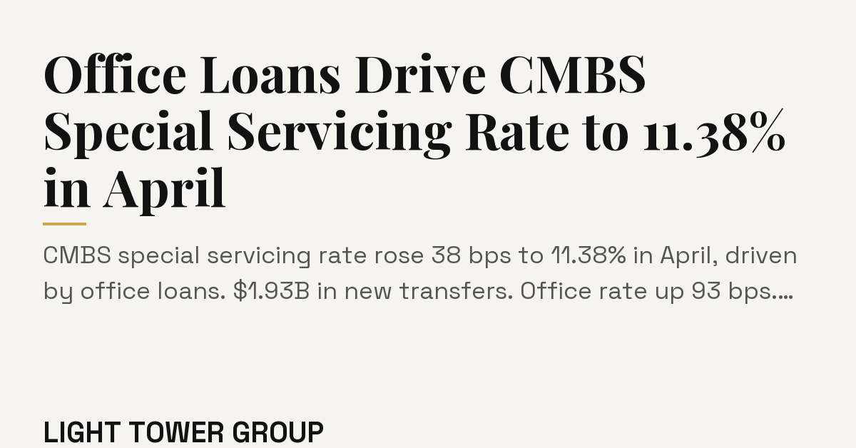 Office Loans Drive CMBS Special Servicing Rate to 11.38% in April ...